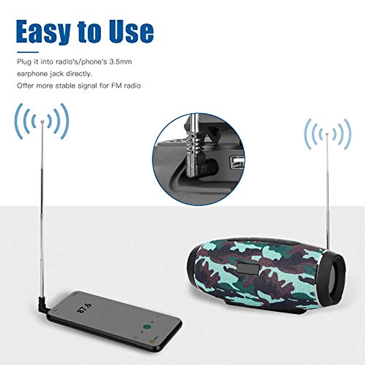 ENUODA 3.5mm FM Radio Antenna 4 Sections Telescoping Antenna 8.2cm/24.5cm,for Mobile Cell Phone,Teenage Engineering OP-1 and Other Electronics Products 3.5mm Port FM Radio Receiver