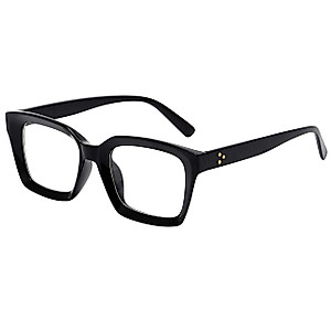 Kursan Classic Non Prescription Clear Lens Glasses for Women Men Thick Square Frame Eyeglasses (Bright Black)
