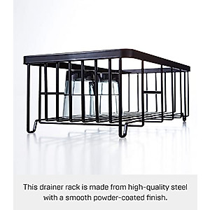 YAMAZAKI home 2876 Wire Dish Drainer Rack, One Size, Black