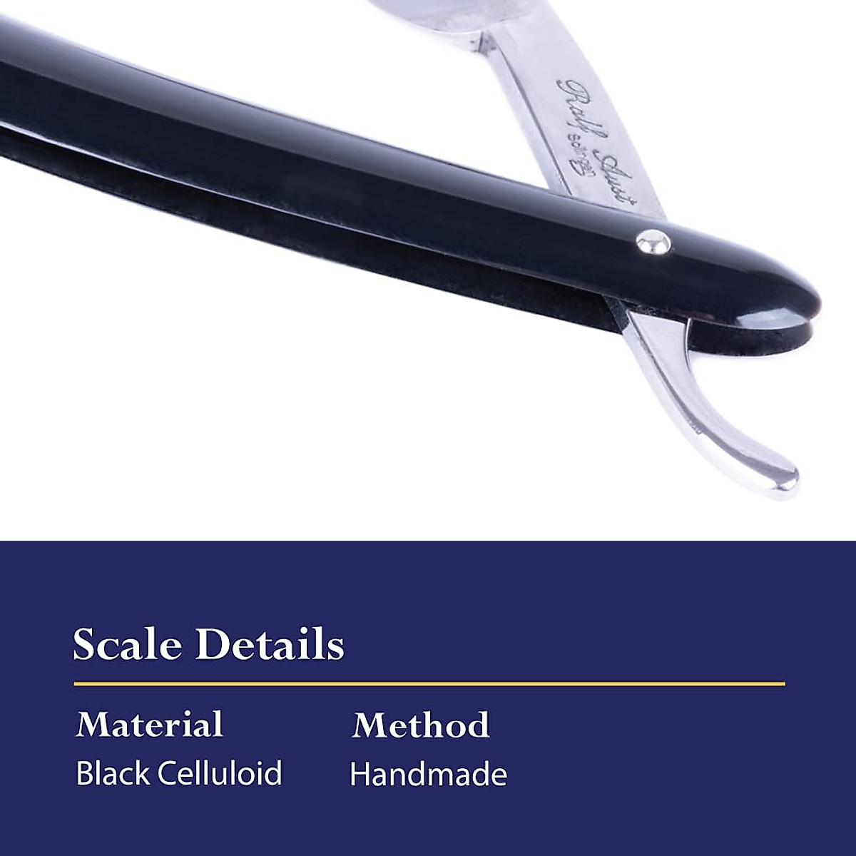 ROYAL SHAVE 5/8” Straight Razor Full Hollow Round Point Special Carbon Steel, Shave Ready Handmade Classic Wet Shaving Straight Razor - MADE IN GERMANY (Black Handle)