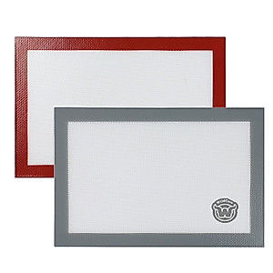 WildCow Silicone Baking Mats Quarter Sheet Toaster Oven Pan Liner Small, Set of 2 (Thick 11 3/4” x 8 1/4"), Nonstick Reusable Cooking Mats