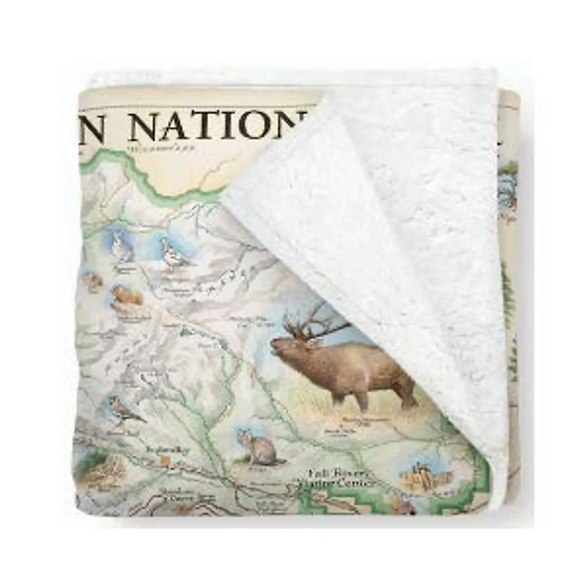 Rocky Mountain National Park Map Fleece Blanket - Hand-Drawn Original Art - Soft, Cozy, and Warm Throw Blanket for Couch - Unique Gift - 58"x 50"