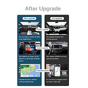 Carplay Ai Box Android 12, Wireless Car AI Box,Carplay Android Auto Video Box with 4G Cellular,4GB+64GB,8Core,Android10.0,Built-in Navigation,Support SIM&TF Card Bluetooth (4+64G)