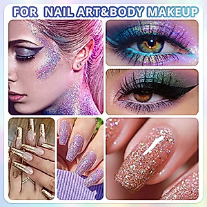 Holographic Ultra Fine Glitter 50g Silver+50g Gold Fine Glitter 100g/3.52oz Sparkle Glitter Powder for Resin Tumbler Project and Craft Iridescent Glitter for Nail Art and Body Makeup