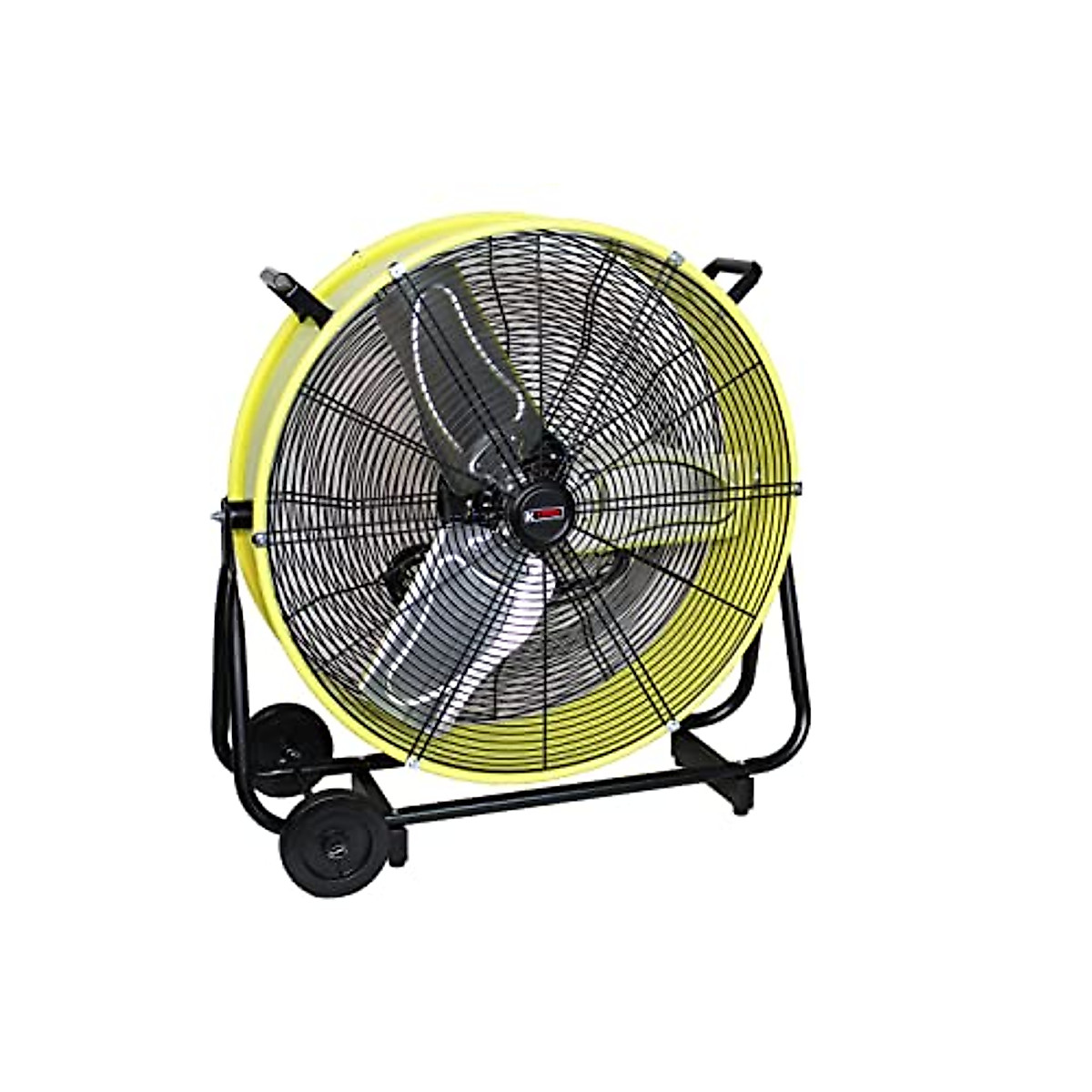 K Tool International 77740; 24 Inch Fan; Heavy Duty Commercial Fan, 2 Speed Motor, Ideal Air Circulator for Greenhouse, Garage, and Patio; Rubber Wheels for Easy Mobility, 6,940 Max CFM, Safety Yellow
