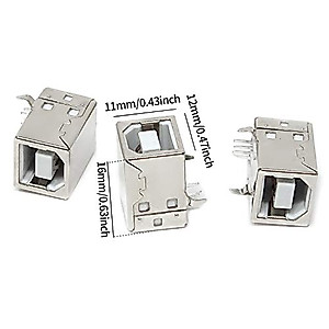 Honbay 20PCS USB 2.0 Type B Female Socket Connector Jack Port, 4-Pin DIP 90 Degree Right Angle, Repair Replacement Adapter