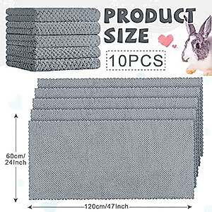 10 Pcs Guinea Pigs Blankets Hamster Fleece Cage Liners Coral Fleece Guinea Pigs Quick Dry Soft Blankets Guinea Pig Bedding Guinea Pig Accessories for Dog Puppy Cat (Gray, 24 x 47 Inch)