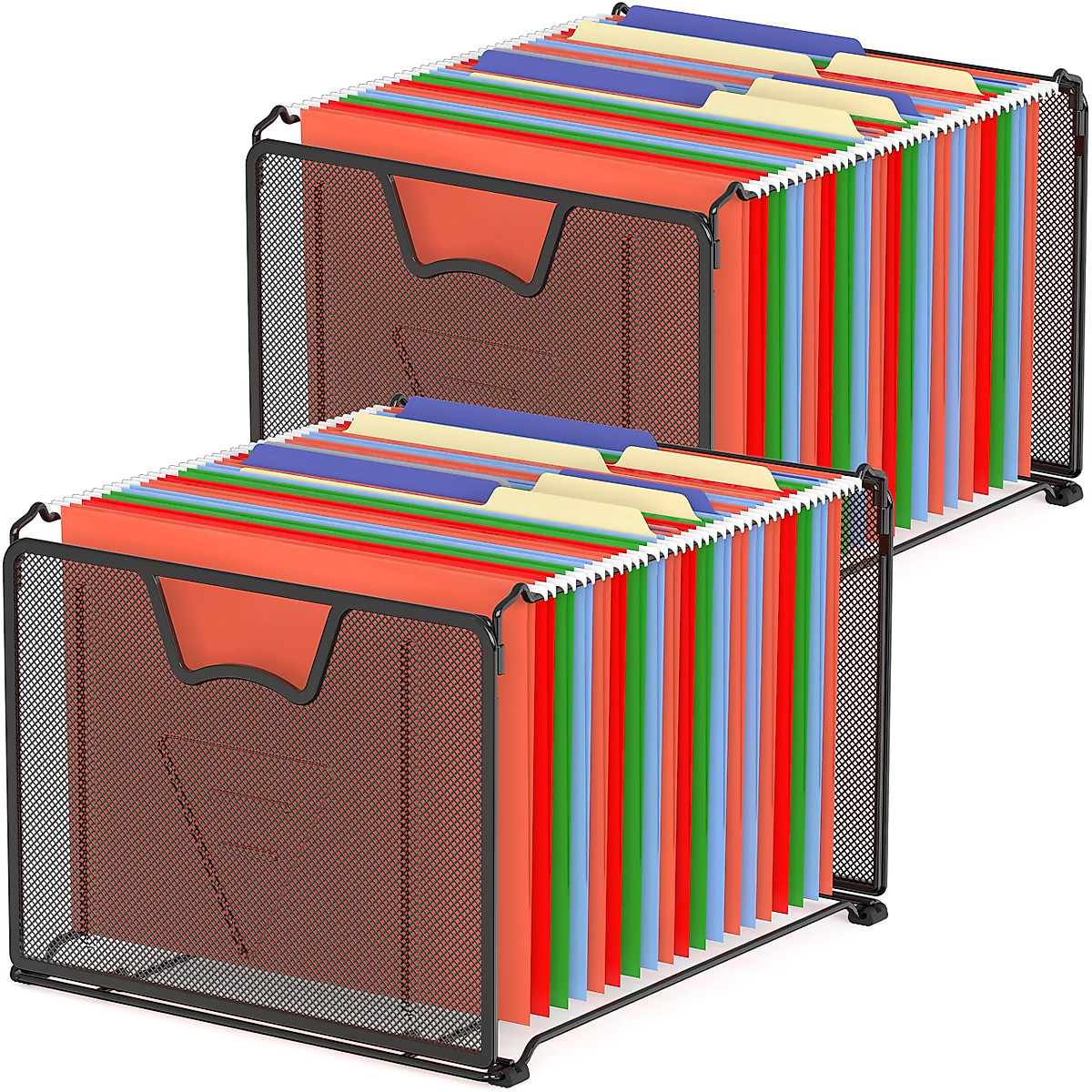 2-Pack SimpleHouseware Mesh Hanging File Organizer, Black