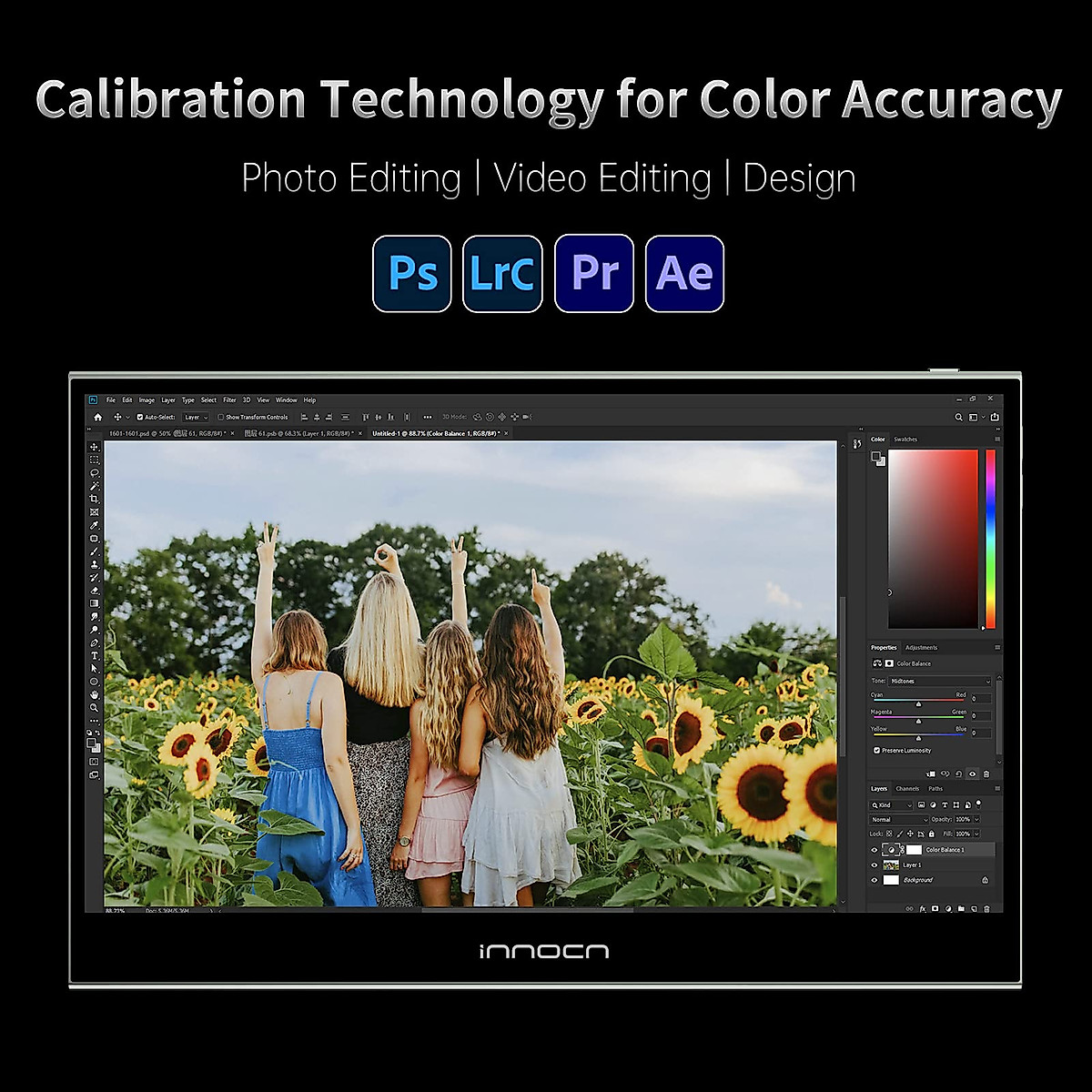 INNOCN 15.6" Portable Monitor - OLED Touch Monitor with Battery Second Touch Screen for Photo Editing with 4K, 100% DCI-P3, 100000:1, 10Bits, USB C External Monitor for Laptop,PC, Phone,Consoles