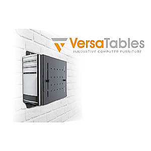 VersaTables | Made in USA | CPU Holder Bracket |Universal Computer Mount | Fits All PC Sizes | Easy Installation | Under-Desk | Standing Desk | Work from Home | Space Saving | Computer Storage | Black