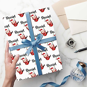 Personalized Wrapping Paper for Christmas, Red Black and White Wrap Paper with Photo, Custom Picture Winter Holiday Wrapping Paper Roll for Boys Girls Festival Winter Holiday Christmas 58x23 1 Roll