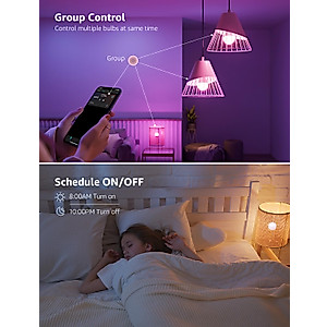 Lepro B1 AI Smart Light Bulbs - WiFi & Bluetooth RGBWW Color Changing LED Bulb Compatible with Alexa & Google Assistant, AI Generated Lighting LLM, AI Voice Control, Music Sync, 2.4GHz Only, 2 Packs