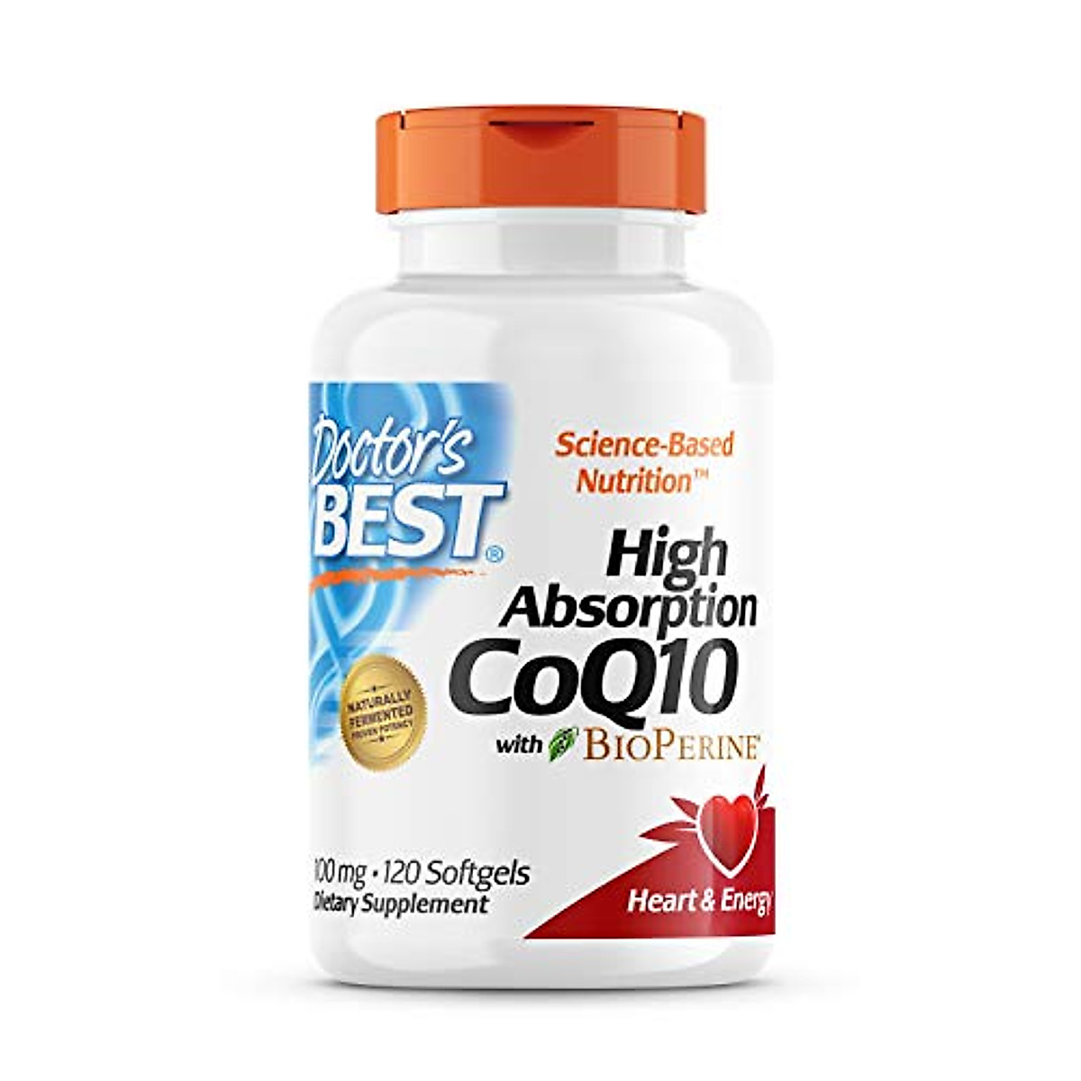 Doctor's Best High Absorption CoQ10 with BioPerine, Gluten Free, Naturally Fermented, Heart Health, Energy Production, 100 mg, 120 Count