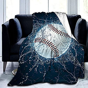 Soft Baseball Blanket Microfiber Flannel Throw Blanket for Kids and Adults Plush Fleece Sherpa Throw Blanket for Couch Sofa Bedding Living Room (Baseball Blanket B, 130cm x 150cm(51'' x 59''))