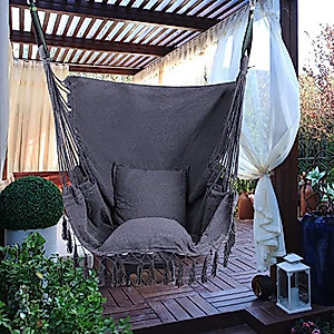 RedSwing Hanging Hammock Chair, Hanging Rope Swing with 2 Cushions and Hardware Kits, Quality Cotton Weave for Superior Comfort and Durability, Max Load 330Lbs