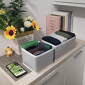 Kanrichu Dresser Drawer Organizers for Clothing, 10p Set (6M, 4S), Foldable Fabric Storage Bins, Clothes Drawer Dividers for Bedroom, Dorm, Nursery