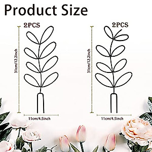 4 Pcs Small Metal Trellis for Potted Plants,Indoor Plants Trellis for Climbing,Leaf Shapes Mini Plant Trellis Support Stake House Plant Trellis for Garden Potted, Hoya, Pothos, Flower, Monstera(Black)