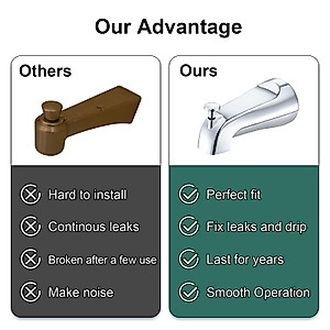 Tub Spout with Integrated Diverter for 1/2 inch Copper Tube - Metal Construction, Chrome