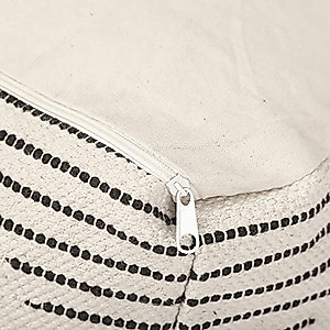 · REDEARTH · UNSTUFFED Pouf Ottoman Cover Textured Boho Storage Square Home Decor Poof Pouffe Space Saver Footrest for Living Room, Bedroom, Nursery, Kidsroom; 100% Cotton (20"x20"x20"; Black)