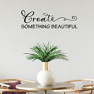 Create Something Beautiful Carved Pure Black Vinyl Wall Decal Art Letters Quotes Saying Wall Art Lettering Home Decor