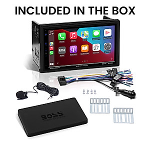BOSS Audio Systems BVCP9700A-MR Marine Boat Stereo Sound System - Apple CarPlay, Android Auto, 7 Inch Double Din Touchscreen, Bluetooth Audio and Calling Head Unit, Radio Receiver, No CD Player