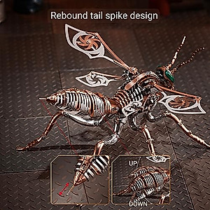 MHWTTY 3D Metal Puzzles for Adults Model Kits: DIY Build Mechanical Wasp Metal Assembly Toy Steel Jigsaw Brain Teaser Puzzle for Men (Rose Gold-Wasp Metal Puzzle)