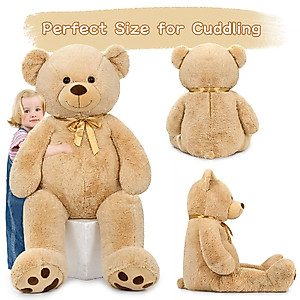 Tezituor Giant Teddy Bear Stuffed Animal,Brown Life Size Plush Teddy Bear,Soft and Cuddly Mother and Baby Set Plush Gift,52 Inches