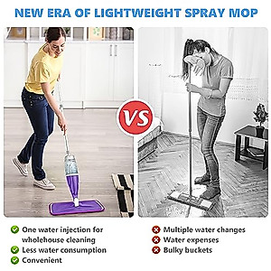 Spray Mops for Floor Cleaning Microfiber Floor Mop for Hardwood Floors Wet Dust Mop Flat Mop Floor Cleaner Mop with 4 Washable Pads 440 Ml Refillable Bottle for Wood Floor Tile Laminate Vinyl Kitchen