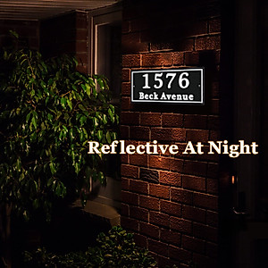 Personalized Reflective Address Plaque, Custom Aluminum House Number Sign with Two Screw, Address Sign for Outside Home, Street, House, 12.5"L x 5.5"H (Black or Green)