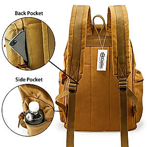 GEARONIC Vintage Canvas Backpack, Casual Daypack Backpacks for Men Women, 15inch Laptop Bag Travel Hiking Camping Rucksack - Khaki