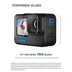 Lammcou Camera Silicone Case Compatible with Gopro Hero 10 9, Soft Protective Sleeve Case & Screen Protector & Armband & Lens Cap for Hero 10 9