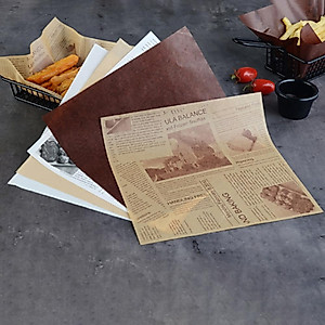 100Pcs Wax Paper Sheets for Food, Basket Liners Food Picnic Paper Sheets Greaseproof Deli Wrapping Sheets, 8.6 x 8.6 Inch (white)