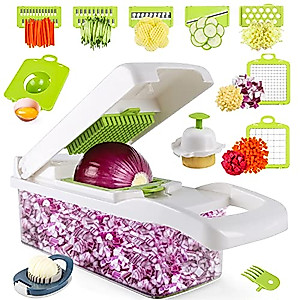 MAIPOR Vegetable Chopper - Onion chopper - Multifunctional 15 in 1 professional food chopper - Kitchen chopper - Dicer Cutter - veggie chopper with container - Vegetable Slicer Cutter - Egg slicer