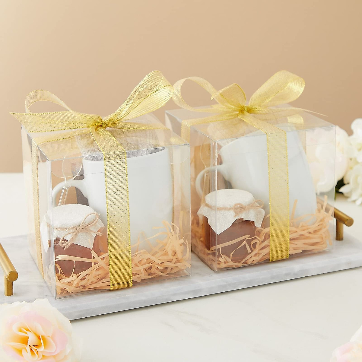 Juvale 30-Pack Clear Gift Boxes - 5x5x5 In Square Plastic Transparent Favor Boxes for Wedding, Baby Shower, Birthday Party