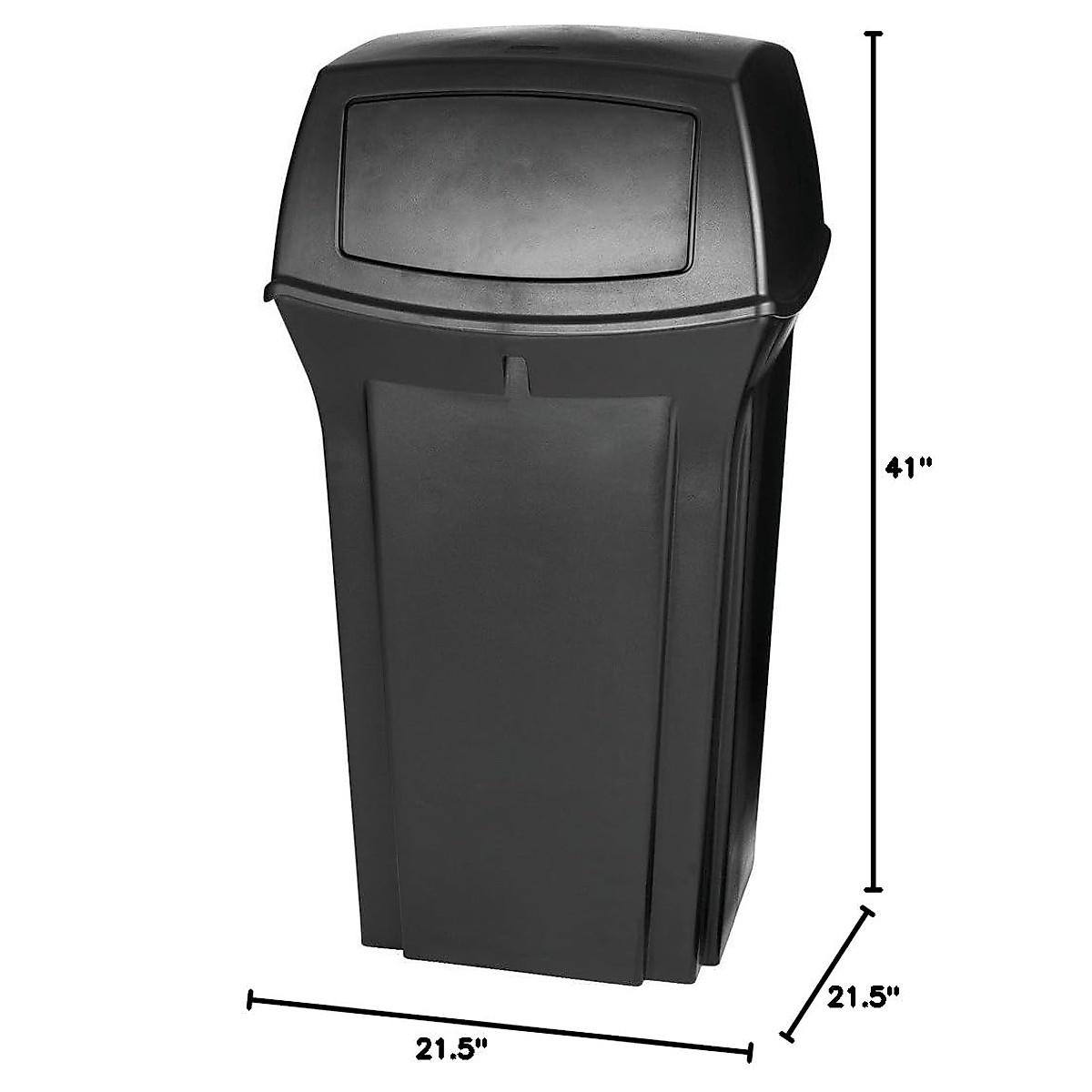 Rubbermaid Commercial Products FG843088BLA Ranger Trash Can with Lid, 35 Gallon, Black Plastic, for Outdoor Use