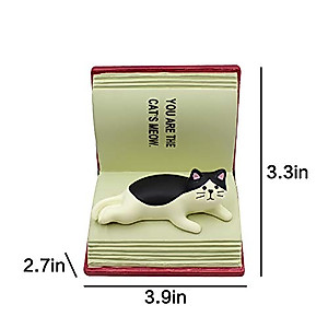 Suillty Lovely Cat Lay on Magic Book Cell Phone Stand Holder,Desktop Animal Smartphone Support Cradle Dock Table Decoration