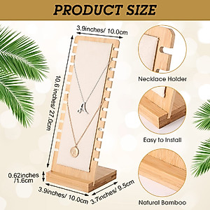 Henoyso 4 Pcs Bamboo Jewelry Display Stand Necklace Tabletop Display Boards Ring Display Holder Jewelry Storage Tray for Show (Beige)