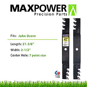 MaxPower 561811XB 2 Blade Commercial Mulching Set for Many 42 in. John Deere Mowers Replaces OEM # GX22151, GY20850, Black