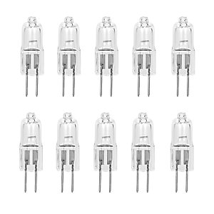 10 Pack CRYSTAL CLEAR LENSE 10 Watt AC DC 12V Capsule T3 Light Bulb Replacement JC G4 2 Pin Base Halogen Kitchen Table Pendant Lamp 12 Volt 10W Bi-Pin Warm Clear Bright White Landscape Desk Lighting