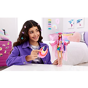 Barbie Extra Fly Doll with Desert-Themed Travel Clothes & Accessories, Fringe Jacket & Oversized Bag, 3Y+, Includes 1 Barbie® doll with fashion, shoes, and assorted accessories