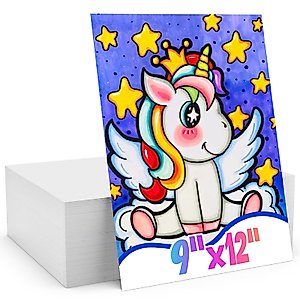 Drawing Paper, 9" x 12" Craft Art Paper, 90 Sheets Artist Painting Coloring Drawing Sketching Easel Poster Paper Bulk, Art Supplies for Kids Adults, White Construction Bulletin Board Paper