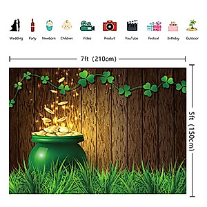 St.Patrick's Day Photography Background Lucky Irish Shamrock Festival Party Banner Wooden Texture Backdrop (7x5FT)