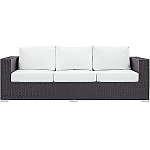 Modway Convene Wicker Rattan Outdoor Patio Sofa in Espresso White