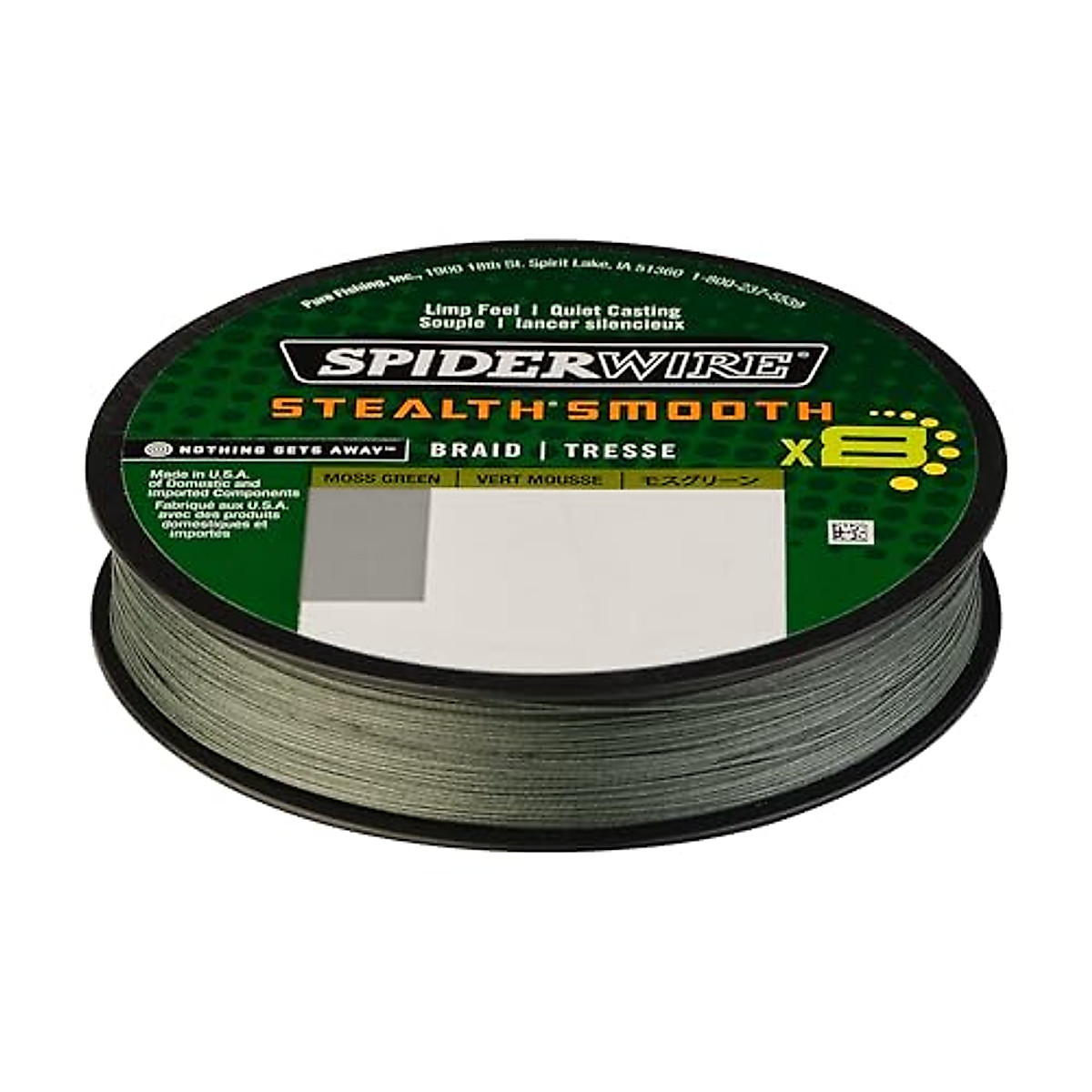SpiderWire Stealth® Smooth Superline, Moss Green, 30lb | 13.6kg, 125yd | 114m Braided Fishing Line, Suitable for Freshwater Environments