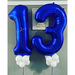 40 Inch Navy Blue 13 Number Balloons Giant Jumbo Huge 13 or 31 Foil Mylar Helium Number Digital Balloons Dark Blue Birthday Mylar Digital Balloons 13th 31st Birthday Party Decorations Supplies