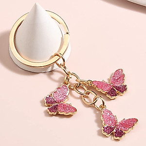Fuqimanman2020 Butterfly Charms Enameled Butterfly Keychain Chain Tassel Keyring For Women Girls Gifts Purse Bag Accessories-Buterfly Pink