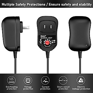 Universal AC Adapter, Waysse 12W 3V 4.5V 5V 6V 7.5V 9V 12V Adjustable Power Adapter Multi Voltage Switching Replacement Power Supply for Household Electronics and LED Strip