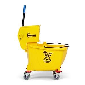 Simpli-Magic 79358 Commercial Mop Bucket with Side Press Wringer, 26 Quart, Yellow