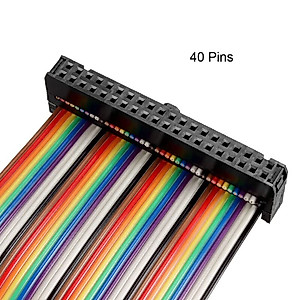 Tool parts IDC Rainbow Wire Flat Ribbon Cable 40P D-type FC/FC Connector 2.54mm Pitch 0.5m