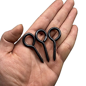 30 Pack of Eye Screws, 2 inch Metal Eye Hooks Thread Self-Tapping Hanging Hooks Eyebolt Ring Black.